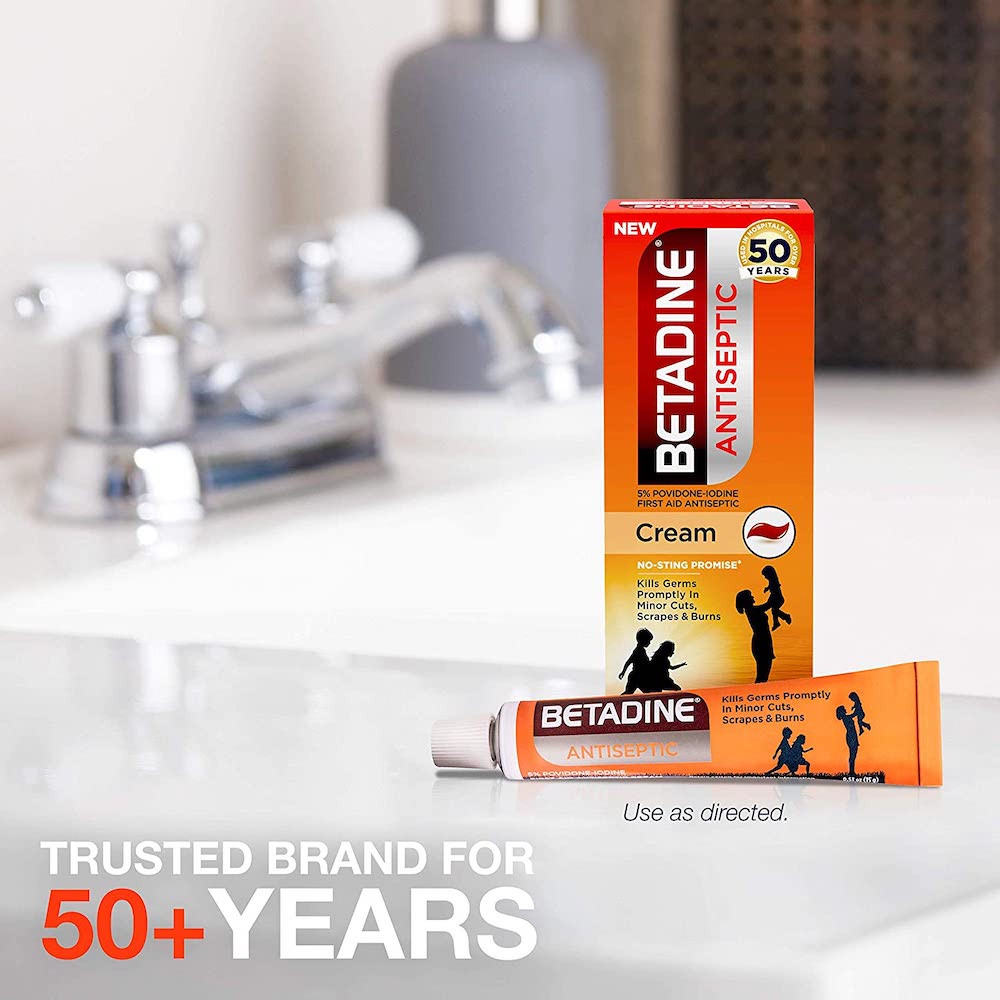Betadine First Aid Cream Povidone Iodine Antiseptic with No-Sting ...