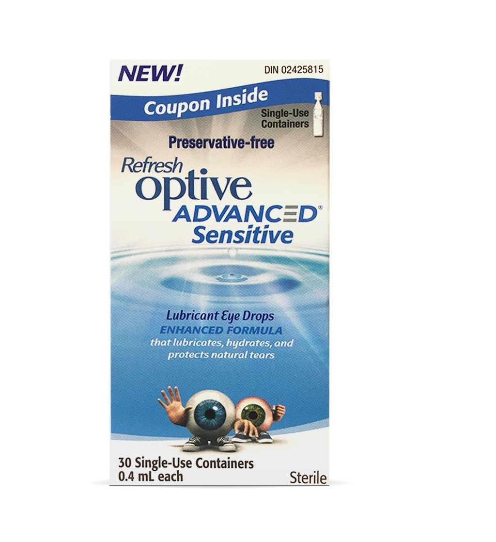 Refresh Optive Advanced Lubricant Eye Drops Single-Use Containers - 30 ...